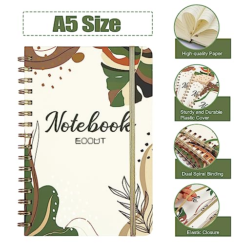 EOOUT Spiral Notebook, 3pcs, Aesthetic, For Women boho style, 8.5 x 5.7 Inches, College Ruled Notebook, With Pockets, Lined Pages A5 Size