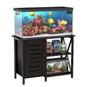 herture 40-50 gallon fish tank stand, aquarium stand with cabinet accessories storage, heavy duty metal frame, 40.55" l*18.89" w tabletop, 850lbs capacity, black pg02ygb