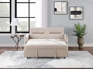 caroun 57" pull out sleep sofa bed sofa sleeper 2-in-1 adjustable sleeper with premium twin size mattress pad sleeper sofa bed suitable for livingroom bedroom beige(beige g)