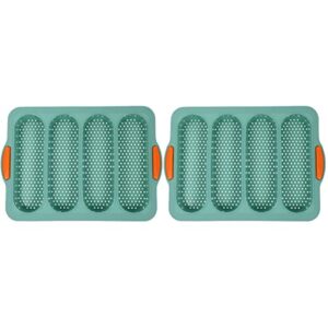 upkoch bake s 2 pack silicone bread baking mold nonstick baking pan baking tool kitchen gadget, green silicone mold french bread baking pan