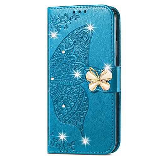 HUANGTAOLI PU Leather Wallet Flip Case for Oppo Reno8 5G, Wallet Case with Card Slots Stand Magnetic Closure Diamond Bling Phone Cover for Oppo Reno8 5G