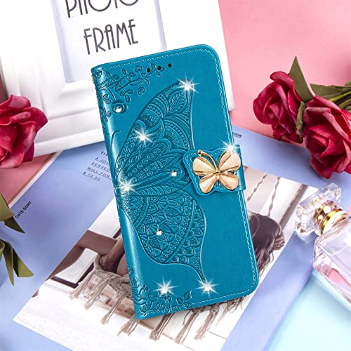 HUANGTAOLI PU Leather Wallet Flip Case for Oppo Reno8 5G, Wallet Case with Card Slots Stand Magnetic Closure Diamond Bling Phone Cover for Oppo Reno8 5G