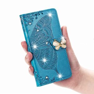 HUANGTAOLI PU Leather Wallet Flip Case for Oppo Reno8 5G, Wallet Case with Card Slots Stand Magnetic Closure Diamond Bling Phone Cover for Oppo Reno8 5G