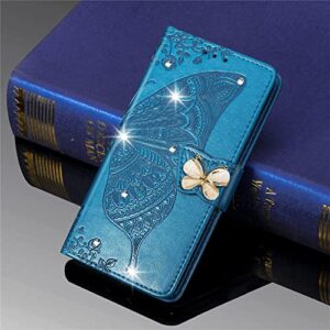 HUANGTAOLI PU Leather Wallet Flip Case for Oppo Reno8 5G, Wallet Case with Card Slots Stand Magnetic Closure Diamond Bling Phone Cover for Oppo Reno8 5G