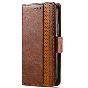 huangtaoli phone case for oppo a77 5g, pu leather wallet card slots magnetic closure protective phone case for oppo a77 5g brown