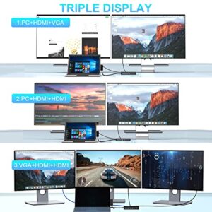 12 in 1 Surface Dock (2*HDMI +VGA), Microsoft Surface pro Docking Station Triple Display, Surface pro Accessories for Surface Pro 8/X/7/6/5/4/3, Surface Laptop 4/3/2/go, Surface Book 3/2, Surface Book