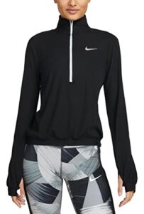 nike dri-fit element women's running mid layer (as1, alpha, m, regular, regular, black/pure platinum)