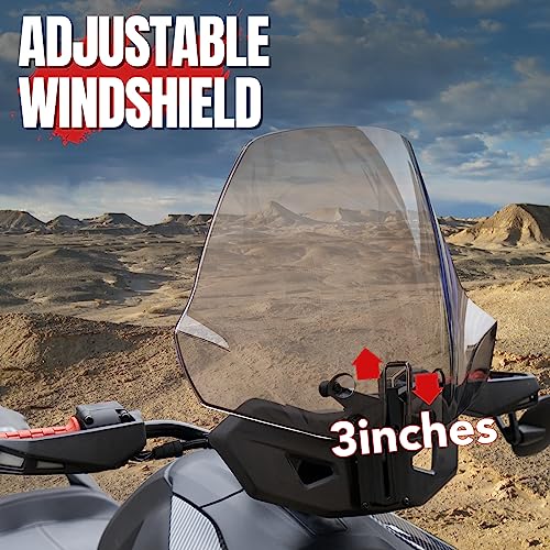 A & UTV PRO Dark Tinted Adventure Wider Windshield for Can Am Ryker All Models, Upgrade XXL Adjustable Vented Wind Windscreen Deflector Accessories, Replace OEM # 219401032