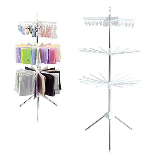 Xuthusman Rotation Clothes Folding Drying Rack Portable Laundry Hanger Indoor Dryer Organizer Large Capacity