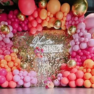 Enanal Hot Pink Orange Balloon Garland Arch Kit, 158pcs Pink Orange and Chrome Metallic Gold Balloons for Birthday Baby Shower Tropical Party Supplies Summer Party Decorations (Hot Pink)