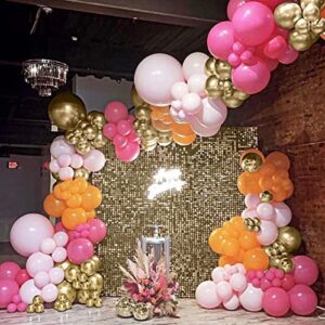 Enanal Hot Pink Orange Balloon Garland Arch Kit, 158pcs Pink Orange and Chrome Metallic Gold Balloons for Birthday Baby Shower Tropical Party Supplies Summer Party Decorations (Hot Pink)