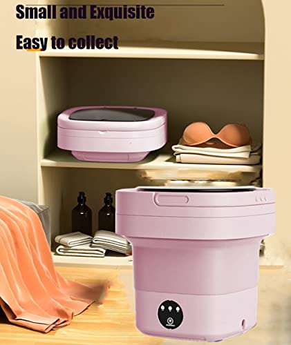 Portable Small Washing Machine, Foldable Mini Washing Machine for Underwear, Baby Clothes, or Small Items, Suitable for Apartments, Dormitories, Camping, Travel (110-260v),Pink