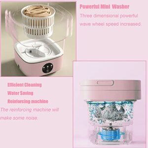 Portable Small Washing Machine, Foldable Mini Washing Machine for Underwear, Baby Clothes, or Small Items, Suitable for Apartments, Dormitories, Camping, Travel (110-260v),Pink