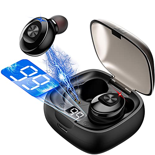 Earbuds Mini Headphones Headset, Hi-Fi Stereo in-Ear Earphones with 300Mah Charging Case, Touch Control, IPX5 Waterproof with LED Display Built-in Mic for Sports, Workout, Gym