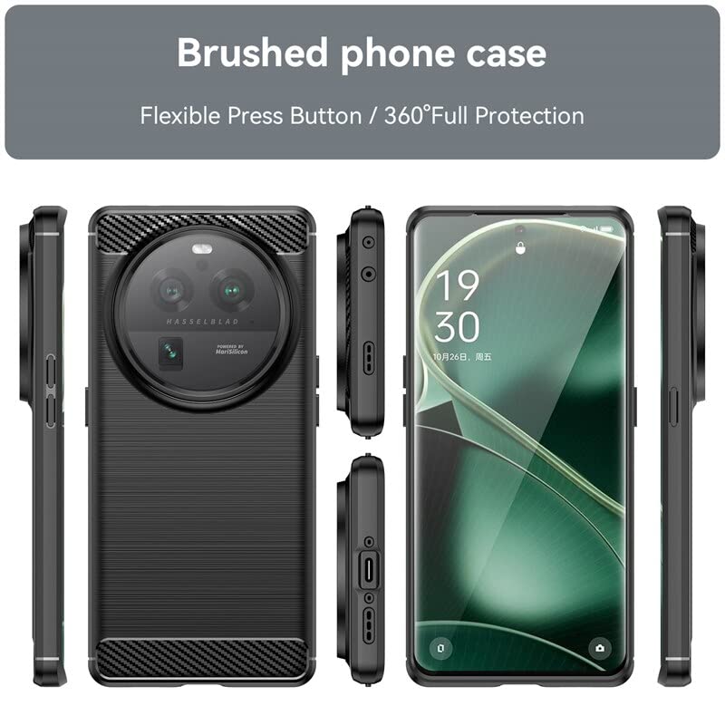 Toppix Compatible with Oppo Find X6 Pro 5G Case, Soft TPU Bumper Flexible [Shock Absorption] [Carbon Fiber Texture] Protective Cover, Black