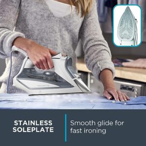 Rowenta Focus Stainless Steel Soleplate Steam Iron for Clothes 400 Microsteam Holes, Cotton, Wool, Poly, Silk, Linen, Nylon 1725 Watts Portable, Ironing, Garment Steamer DW5280