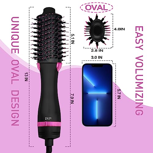 Nicebay Hair Dryer Brush Blow Dryer Brush in One, One Step Hair Dryer and Styler for Women, Negative Ion Blowout Brush Hair Volumizer, Oval Ceramic Barrel Hot Air Brush,Pink