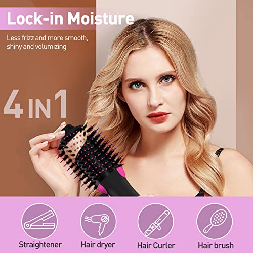 Nicebay Hair Dryer Brush Blow Dryer Brush in One, One Step Hair Dryer and Styler for Women, Negative Ion Blowout Brush Hair Volumizer, Oval Ceramic Barrel Hot Air Brush,Pink