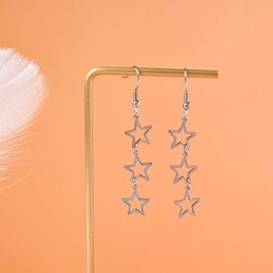 Plikin Star Y2K Earrings for Teen Girls - Stainless Steel Drop & Dangle Silver Y2k Earring