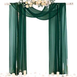 socomi wedding arch draping fabric 29" x 20ft 1 panel emerald green sheer curtain drapes extra long for wedding ceremony birthday party decoration