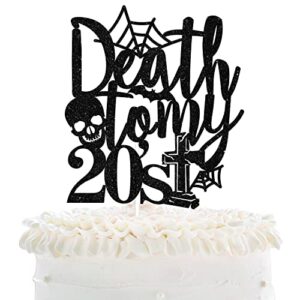 death to my 20's happy birthday cake topper - rip twenties happy 30th birthday black glitter cake topper - funny happy 30th birthday party decorations for men women