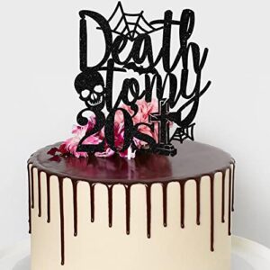 Death To My 20's Happy Birthday Cake Topper - Rip Twenties Happy 30th Birthday Black Glitter Cake Topper - Funny Happy 30th Birthday Party Decorations for Men Women