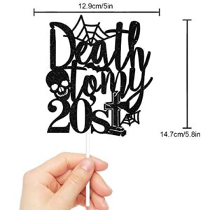 Death To My 20's Happy Birthday Cake Topper - Rip Twenties Happy 30th Birthday Black Glitter Cake Topper - Funny Happy 30th Birthday Party Decorations for Men Women