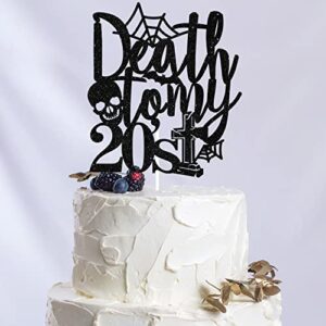 Death To My 20's Happy Birthday Cake Topper - Rip Twenties Happy 30th Birthday Black Glitter Cake Topper - Funny Happy 30th Birthday Party Decorations for Men Women