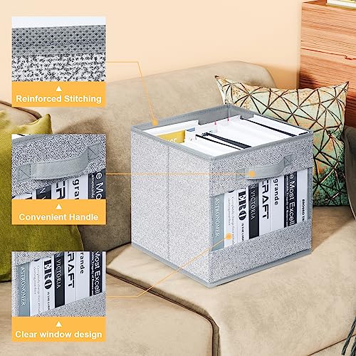 DIMJ Cube Storage Bin, 6 Pack Collapsible Storage Bins, Cube Storage Organizer with Window, Fabric Storage Bins for Shelves, Closet Baskets for Clothes, Toys, Books (Light Grey)