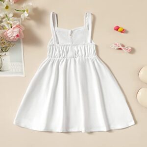 ROMPERINBOX Dress for Baby Girl Infant Toddler Girls Summer Casual Dresses Strap Sleeveless Backless Beach Sundress 6M-3T(White,12-18 Months)