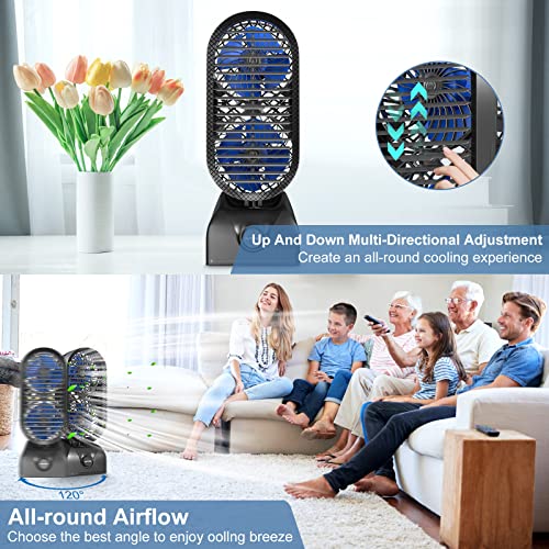 Small Tower Fan For Bedroom Desk, 10000mAh Rechargeable Oscillating Table Fan, Max Last 30Hrs, 11'' Portable Fan, 120° Oscillation for Powerful Circulation, Stepless Speed, Quiet for Home Bedroom