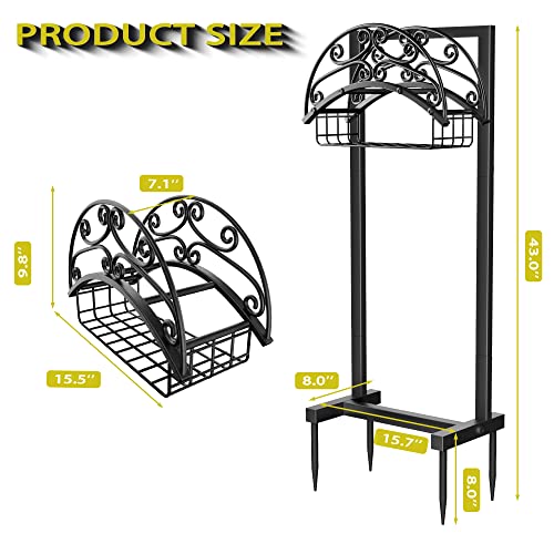 Gykoeaty Garden Hose Holder Heavy Duty Metal Water Hose Holder with 4 Spikes Freestanding,Detachable Hose Rack for Garden Storage, Hose Stand for Outdoor Yard Storage,Can Store 150ft Water Pipes