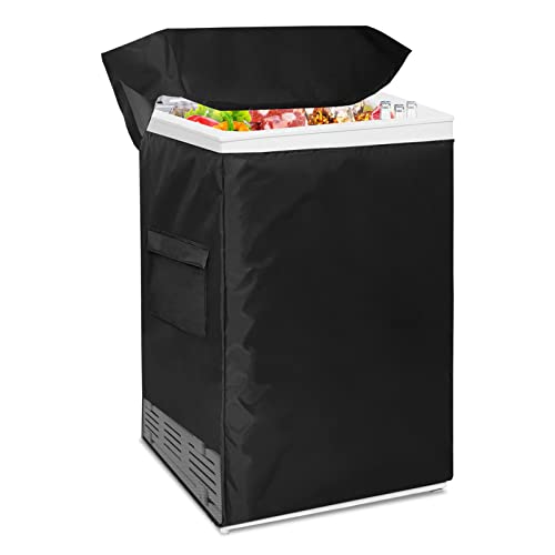 AKEfit Chest Freezer Cover Deep Freezer Covers For Outside 5.0 Cubic Feet Freezer Waterproof Top 3 Sides Zipper Can Be Opened （27 "L x 22 "W x 33 "H）Black