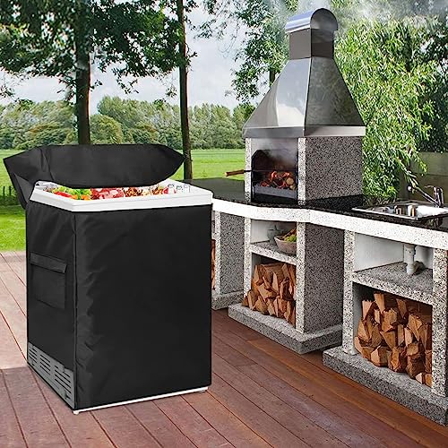 AKEfit Chest Freezer Cover Deep Freezer Covers For Outside 5.0 Cubic Feet Freezer Waterproof Top 3 Sides Zipper Can Be Opened （27 "L x 22 "W x 33 "H）Black