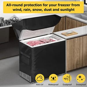 AKEfit Chest Freezer Cover Deep Freezer Covers For Outside 5.0 Cubic Feet Freezer Waterproof Top 3 Sides Zipper Can Be Opened （27 "L x 22 "W x 33 "H）Black