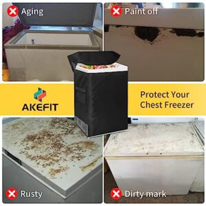 AKEfit Chest Freezer Cover Deep Freezer Covers For Outside 5.0 Cubic Feet Freezer Waterproof Top 3 Sides Zipper Can Be Opened （27 "L x 22 "W x 33 "H）Black