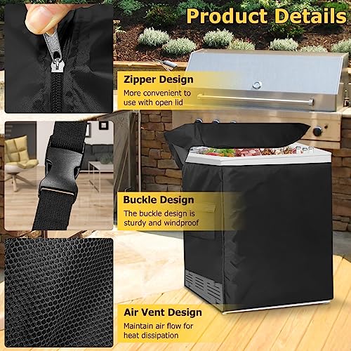 AKEfit Chest Freezer Cover Deep Freezer Covers For Outside 5.0 Cubic Feet Freezer Waterproof Top 3 Sides Zipper Can Be Opened （27 "L x 22 "W x 33 "H）Black