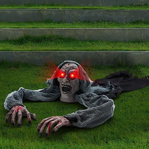 KiLiKuaLa Halloween Light-Up Animated Zombie Groundbreaker with Creepy Sound for Halloween Outdoor,Lawn,Yard,Garden,Patio Decorations