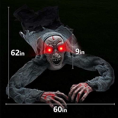 KiLiKuaLa Halloween Light-Up Animated Zombie Groundbreaker with Creepy Sound for Halloween Outdoor,Lawn,Yard,Garden,Patio Decorations