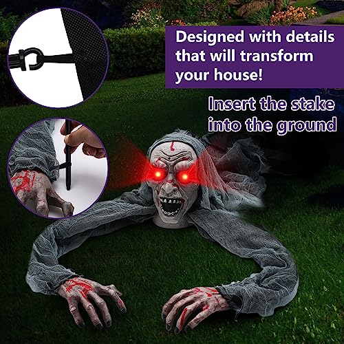 KiLiKuaLa Halloween Light-Up Animated Zombie Groundbreaker with Creepy Sound for Halloween Outdoor,Lawn,Yard,Garden,Patio Decorations