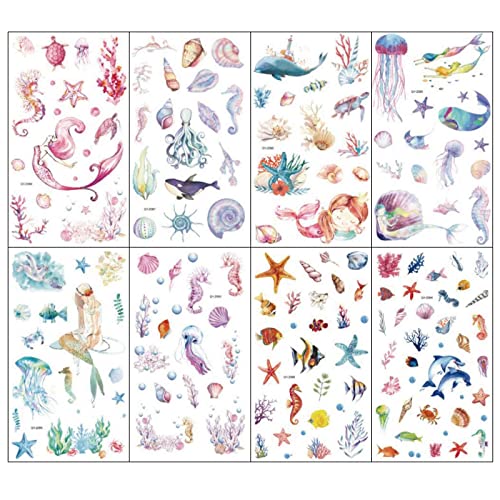 8 Sheet Rub on Transfers for Crafts Furniture Marine Animal Rub on Transfers Stickers for Journaling Scrapbooking Fish Starfish Stickers Furniture Decals for Home Office Paper Wood DIY Craft