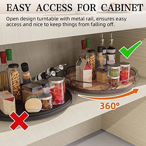 Lazy Susan Organizer, OPENICE 12 inch Wooden Lazy Susan Turnable for Cabinet Dinning Table Bathroom, Large Spining Organizer for Countertop