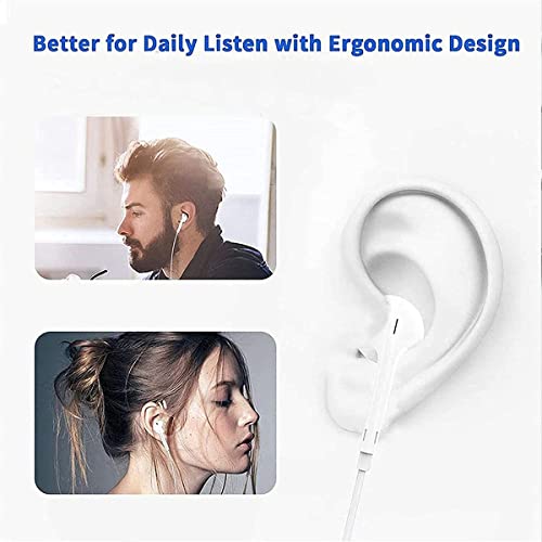 2 Pack Apple Earbuds [Apple MFi Certified] Wired Earbuds Headphones with 3.5mm Plug,Earphones with Microphone and Volume Control Compatible with iPhone, iPad, Android, PC,MP3 Most 3.5mm Audio Devices