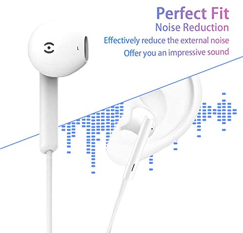 2 Pack Apple Earbuds [Apple MFi Certified] Wired Earbuds Headphones with 3.5mm Plug,Earphones with Microphone and Volume Control Compatible with iPhone, iPad, Android, PC,MP3 Most 3.5mm Audio Devices