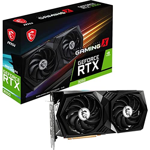 MSI Gaming GeForce RTX 3050 8GB GDDR6-128-Bit HDMI/DP PCIe 4 Torx Twin Fans Graphics Card for PC Gaming, NVIDIA GPU Video Card (RTX 3050 Gaming X 8G) Computer Graphics Cards (Renewed)