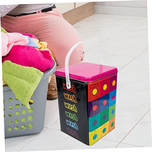 Zerodeko Washing Powder Storage Bucket Storage Box with Lid Washing Machine Metal Storage Box Laundry Storage Box Fabric Softener Dispenser Laundry Dispenser Storage Box