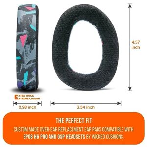 WC Freeze EPOS H6 Pro - Cooling Gel Earpads for EPOS H6 Pro/Sennheiser GSP 600 / GSP500 / GSP550 / GSP670, Made by Wicked Cushions - Enhance Comfort, Durability, Thickness | 90's Black