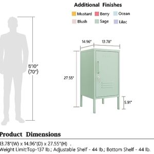 Aiasuit 2 Tiers Locker Safe Lockable Coffee Table Metal Locker Bedside Cabinet Children's Bedside Cabinet Green Size: 27.55”H x 13.78”W x 14.96”D