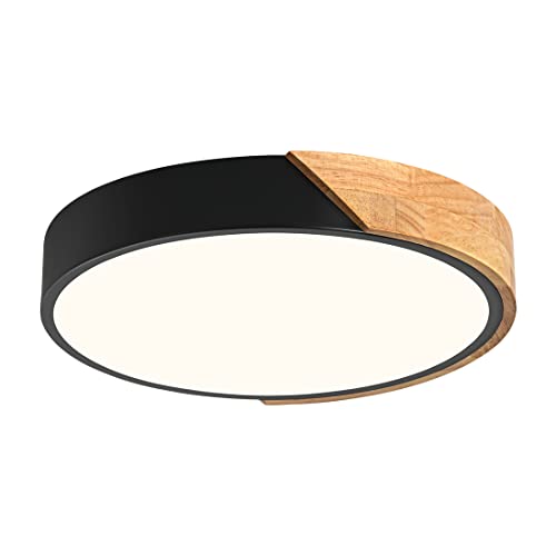 Vikaey Modern 6 Rings LED Ceiling Light & Black Dimmable LED Ceiling Light（11.8"）