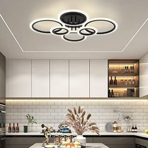 Vikaey Modern 6 Rings LED Ceiling Light & Black Dimmable LED Ceiling Light（11.8"）